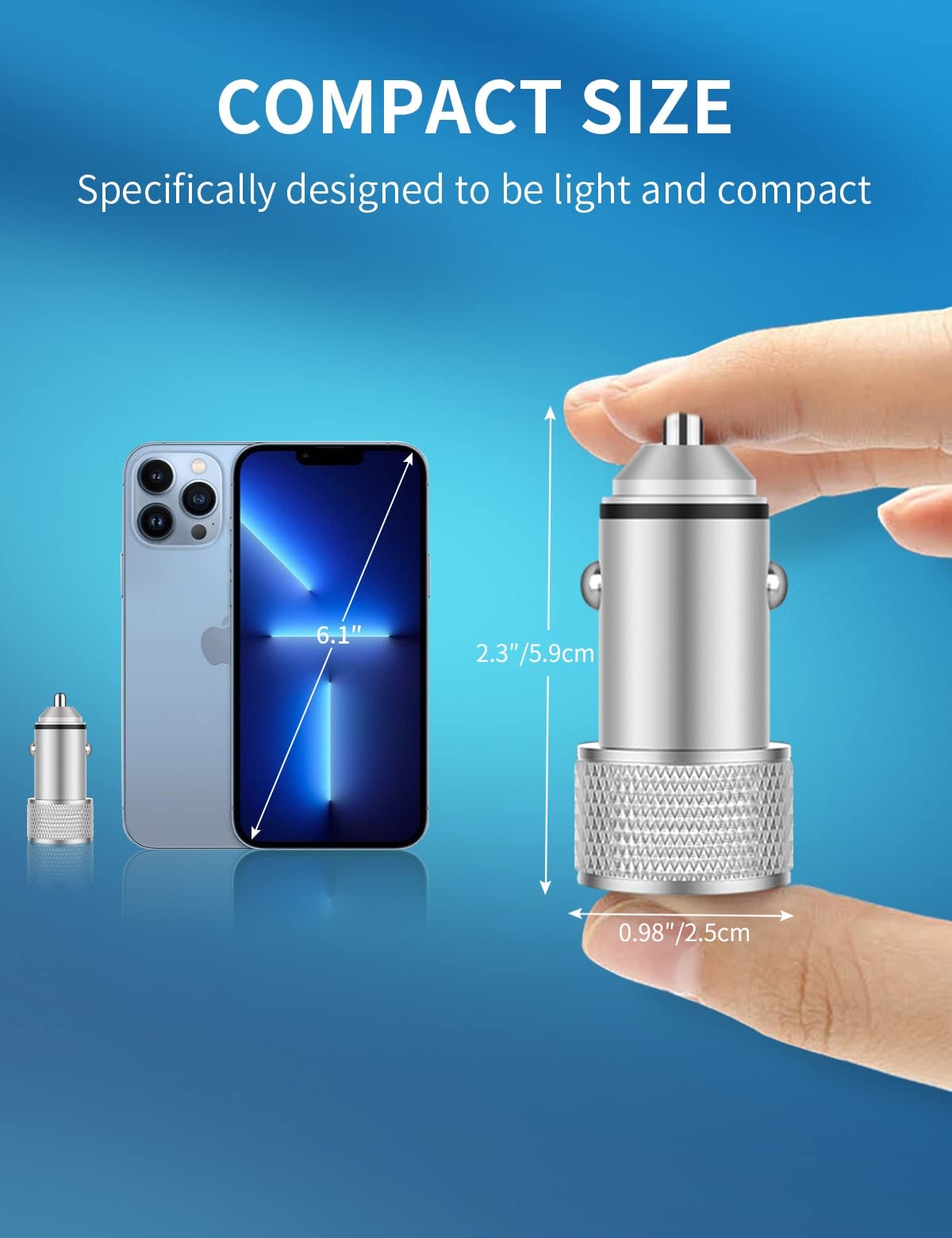[2Pack] Cynemo Fast Car Charger for iPhone 13 12 11, 38W Dual Port 20W USB C Car Charger Adapter Power Delivery Metal Mini Cigarette Lighter PD QC3.0 Quick Charger for iPhone Samsung Galaxy Devices