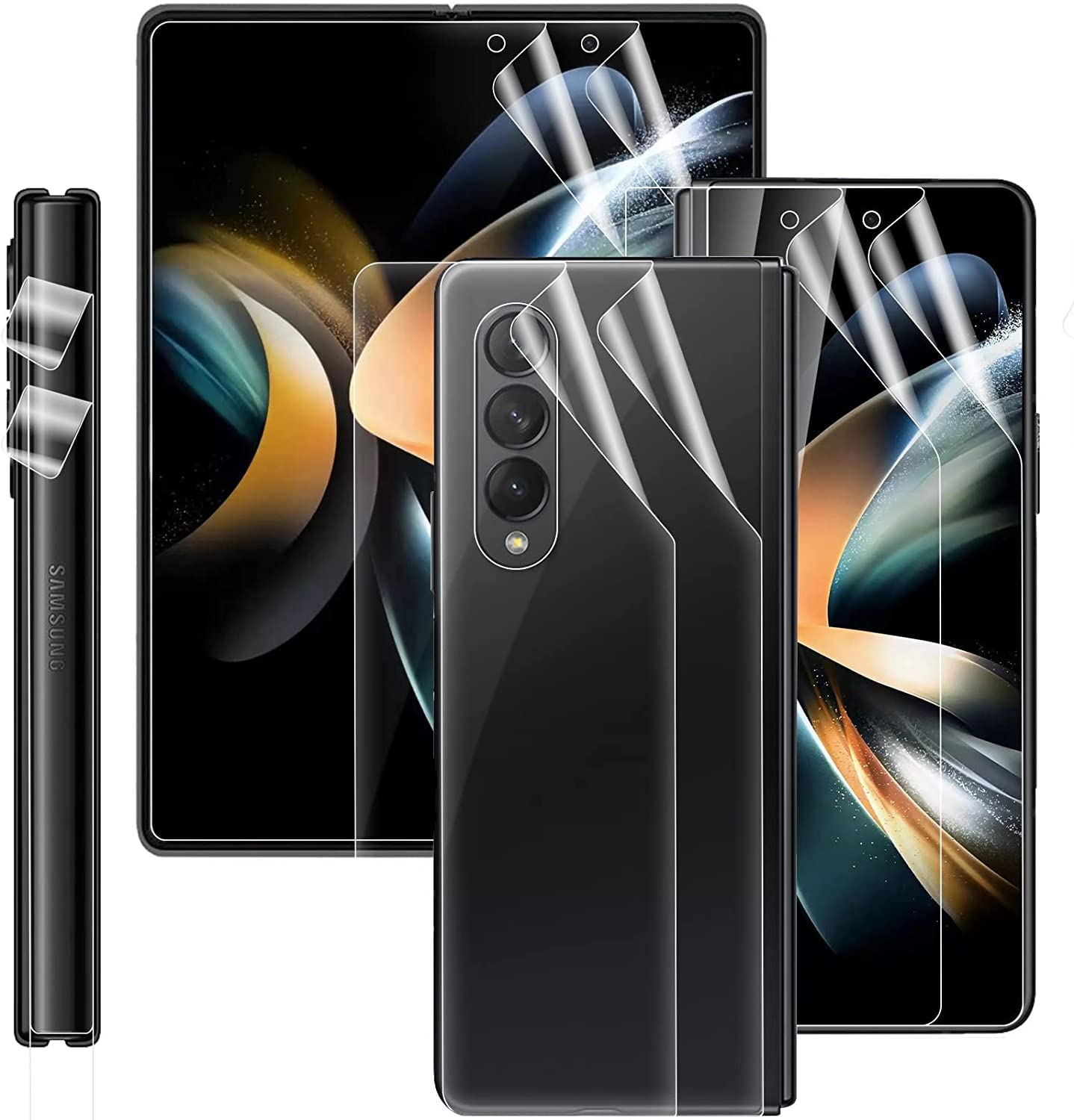 [2Set 8PCS] Galaxy Z Fold 4 Screen Protector, Inside TPU Film + Full Covered Outer + Back Cover Screen Protector, High Clarity, Anti-Shatter, Bubble Free for Samsung Z Fold 4 5G Screen Protector