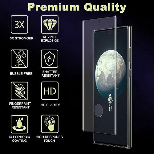 [2+2 Pack] Galaxy S23 Ultra Screen Protector, 2 Pack Tempered Glass Screen Protector +2 Pack Tempered Glass Camera Lens Protector,3D Curved,9H Tempered Glass, Ultrasonic Fingerprint Support, HD Clear Scratch Resistant for Samsung Galaxy S23 Ultra 5G Glass
