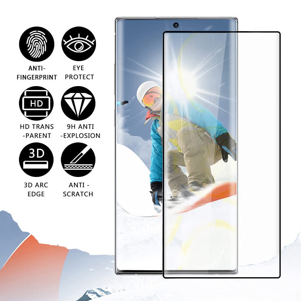 [2+2 Pack] Galaxy S22 Ultra Screen Protector Tempered Glass + Camera Lens Protector [Support Fingerprint Unlock][9H Hardness] 3D Full Coverage HD Clear Glass for Samsung Galaxy S22 Ultra 5G (6.8")