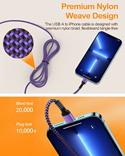 [Apple MFi Certified] (5 Pack 3FT) USB Lightning Cord to USB A Charging Cable, Lighting Braided Wire Lightening Chord for iPhone 14 13 mini/13/12/11 Pro Max/XS MAX/XR/XS/X/8/7/Plus/SE/Pad/Airpods