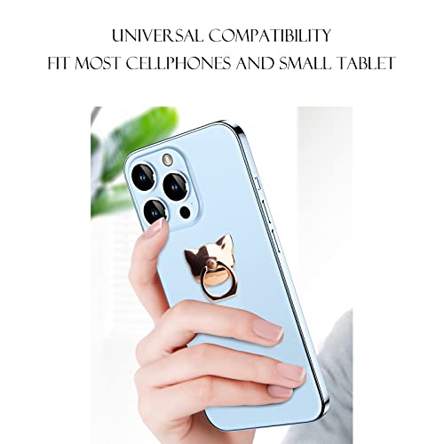 [2 Packs] Cat Glossy Cell Phone Ring Holder Stand, 360 Degree Rotation Finger Ring Kickstand with Polished Metal Phone Grip for Magnetic Car Mount, Smartphone Accessories