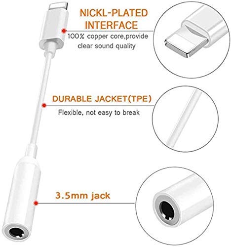 [Apple MFi Certified] 3 Pack Lightning to 3.5 mm Headphone Jack Adapter, iPhone to 3.5mm Audio Aux Jack Adapter Dongle Cable Converter Headphone Adapter for iPhone 13 13 Pro 12 11 XR XS X 8 7 iPad