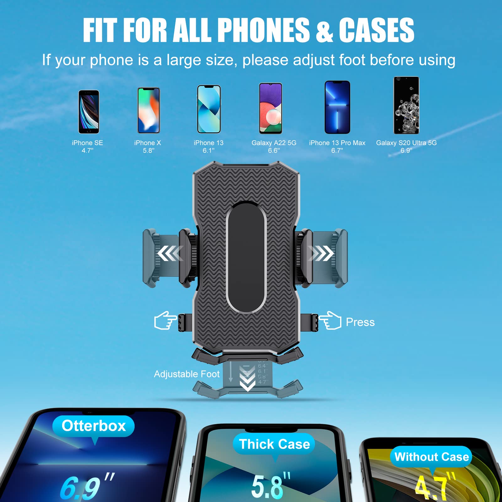 [2023 Upgraded] Phone Mount for Car Dashboard & Air Vent, 1200 Degree Rotation Car Phone Holder Mount with 3M Adhesive[Multi-Angles&Stable], Cell Phone Holder Car for iPhone Samsung All Smartphone