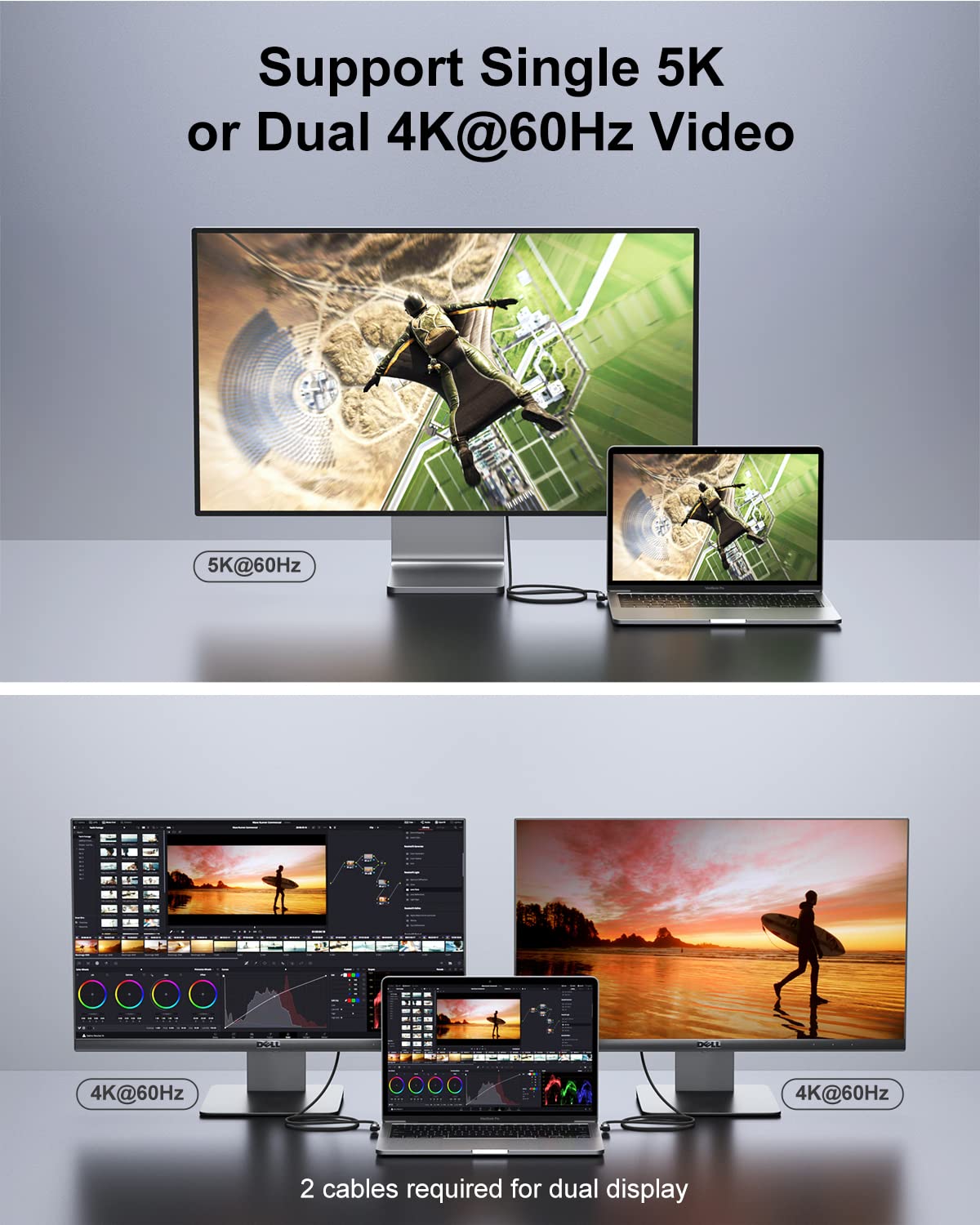 [6ft] Right Angle USB4 Compatible with Thunderbolt 4 Cable, SAILLIN 90 Degree USB4 Cable 40Gbps with 100W Charging, 5K@60Hz or Dual 4K Video for Thunderbolt 3/MacBook Pro/Apple Studio Display/eGPU