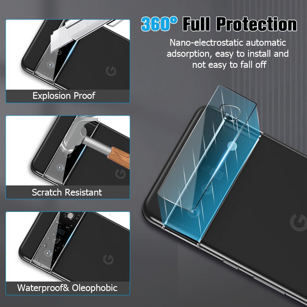 [2+2 Pack] Pixel 6 Pro Screen Protector with Camera Protector, HD Clear 9H Tempered Glass Fingerprint Unlock, 3D Full Coverage, Bubble Free for Google Pixel 6 Pro Glass Screen Protector (6.7 Inch)