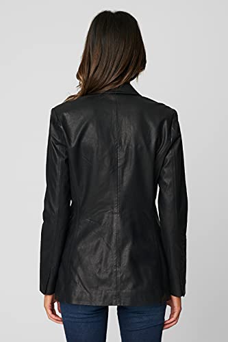 [BLANKNYC] WOMEN'S VEGAN LEATHER BLAZER, Carbon ,Small