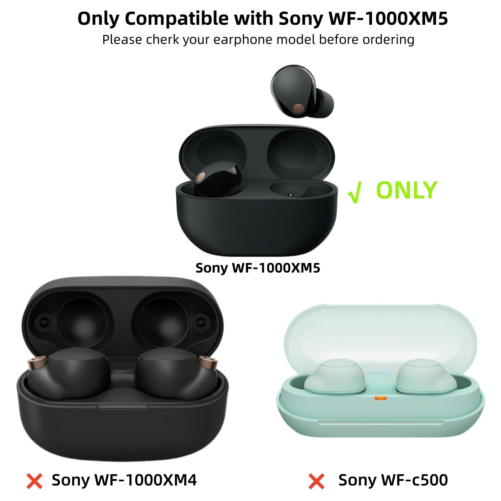 [3 in 1] Case Compatible with Sony WF-1000XM5 with Cleaning Pen, Soft Silicone Anime Cartoon Fruit Shockproof Protective Compatible with WF-1000XM5