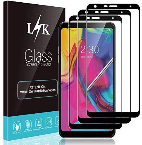 [3 Pack] LϟK Designed for LG Stylo 5 / Stylo 5 Plus/Stylo 5X Tempered Glass Screen Protector, [Full Cover] [ Easy Installation] Bubble Free (Black)