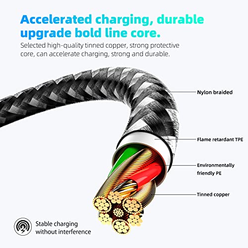 [Apple MFi Certified] 3Pack 10FT Nylon Braided Lightning Cable Fast Charging Cord Compatible with iPhone 13 12 11 Pro Max XR XS X 8 7 6 Plus SE and More