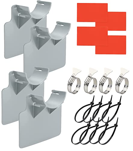 [4PCS]Swimming Pool Pipe Holders,Above Ground Swimming Pool Hose Support Brackets,Stainless Steel Hose Clamps for Anti Puncture,Be used for Anti Tear Preventing Pipes Sagging Accessory—grey