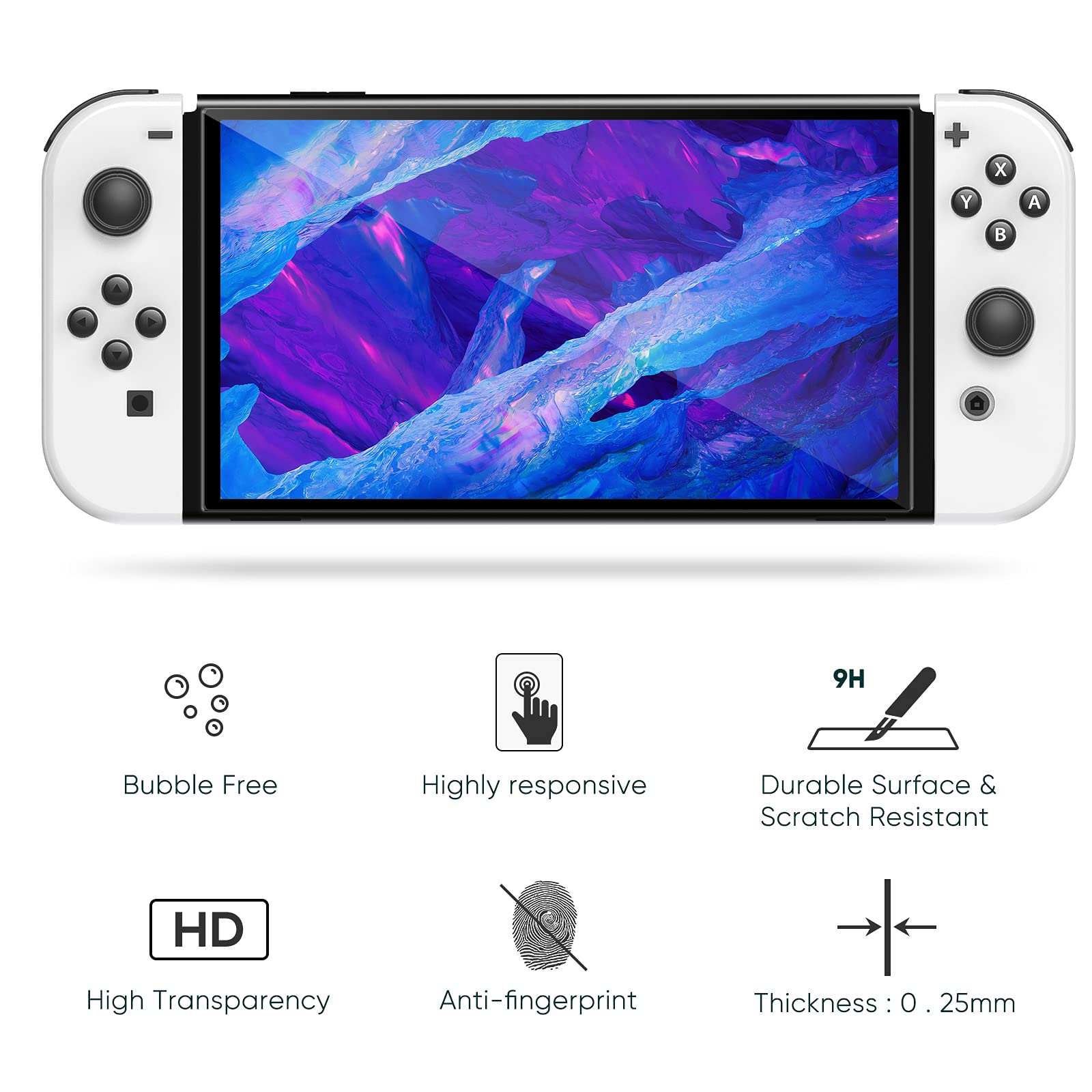 [3 Pack] Tempered Glass Screen Protector Compatible with Nintendo Switch OLED, MENEEA Clear Transparent HD Dockable Anti-Scratch 2.5MM Protective Film for Switch OLED Game Console Accessories