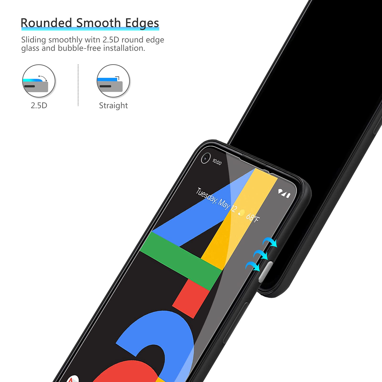 [3 Pack] OMOTON Screen Protector for Google Pixel 4a,[Not Fit for Pixel 4a 5G] Easy-Install/Bubble Free/Tempered Glass Screen Protector for Pixel 4a