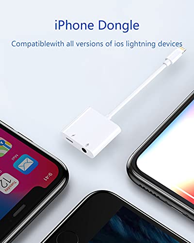 [Apple MFi Certified] Headphone Adapter for iPhone，2 in 1 Lightning to 3.5mm Aux Audio Dongle Headphone Accessories Compatible with iPhone 14/13/XR/X 8 7/iPad Audio Earphone Adapter for All iOS System