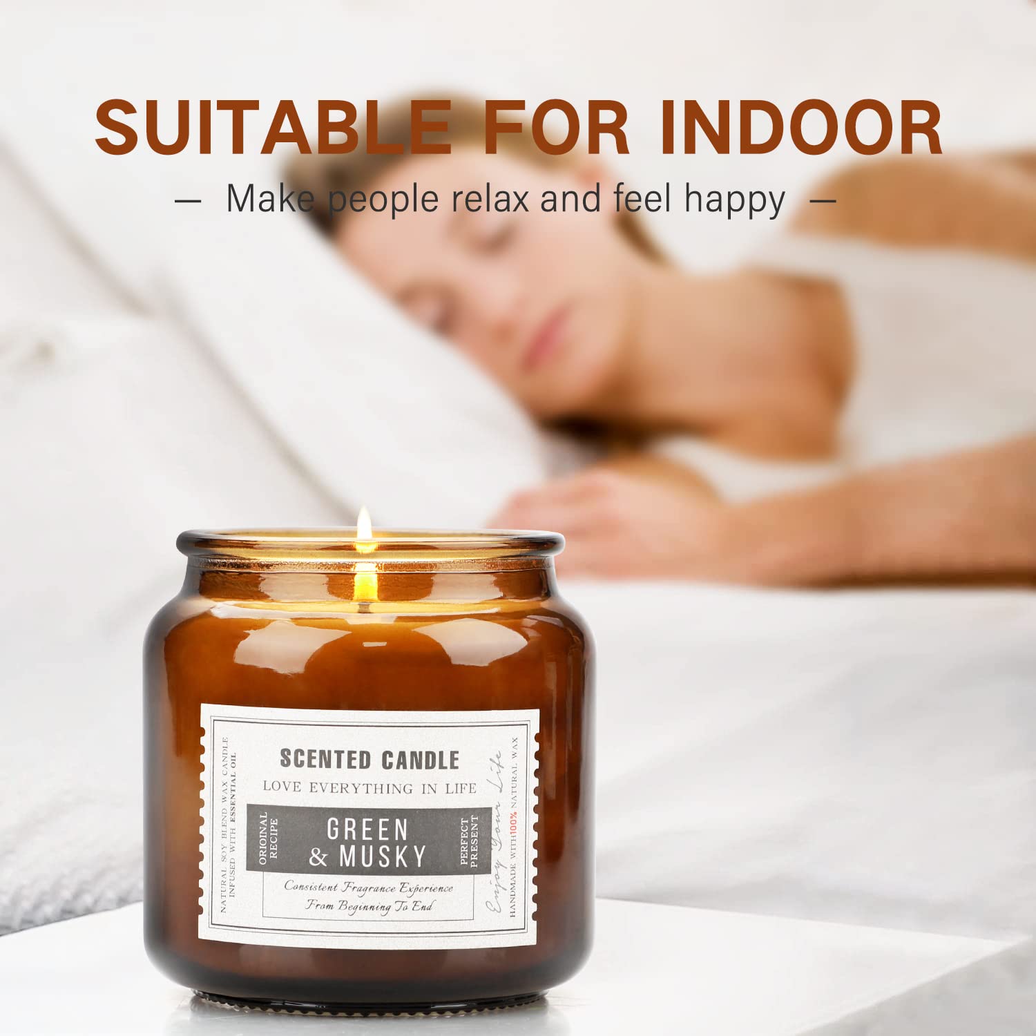 [300H, 46.5oz] Candles for Home Scented, 3 Pack Large Soy Scented Candles, Aromatherapy Candles Set, Glass Amber Jar Candles, Candles for Men and Women