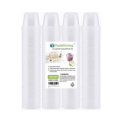 [400 Count -1oz] Disposable Plastic Shot Glasses,Clear Small Cups,Condiment Cups,CondimentsTasting, Sauce, Dipping, Samples Cups