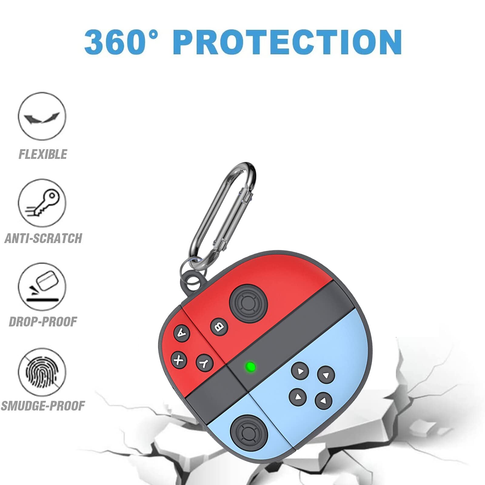 [3 in 1] Case Compatible with Bose QuietComfort Earbuds II/Bose QuietComfort Ultra with Cleaner Kit, 3D Silicone Cute Cartoon Game Console Protective Shockproof Covers for Boys