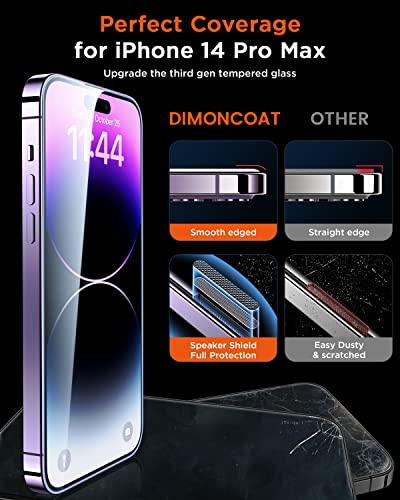 [4+2 Pack][Auto Alignment Kit] Screen Protector Compatible iPhone 14 Pro Max 6.7'' with Camera Lens Protector [10X Military Protection] DIMONCOAT HD Diamonds Hard Tempered Glass Film