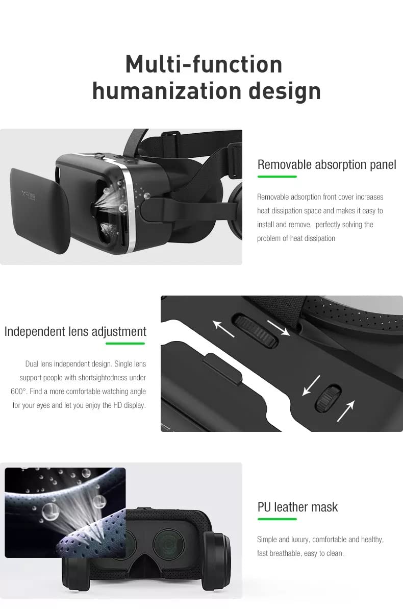[ABASTO] - VRshinecon Headset with Remote Control 3D Glasses Virtual Reality Headset for Games & 3D Movies VR Eye Care System for iPhone- Stay in Trend Discovered The New metaverse