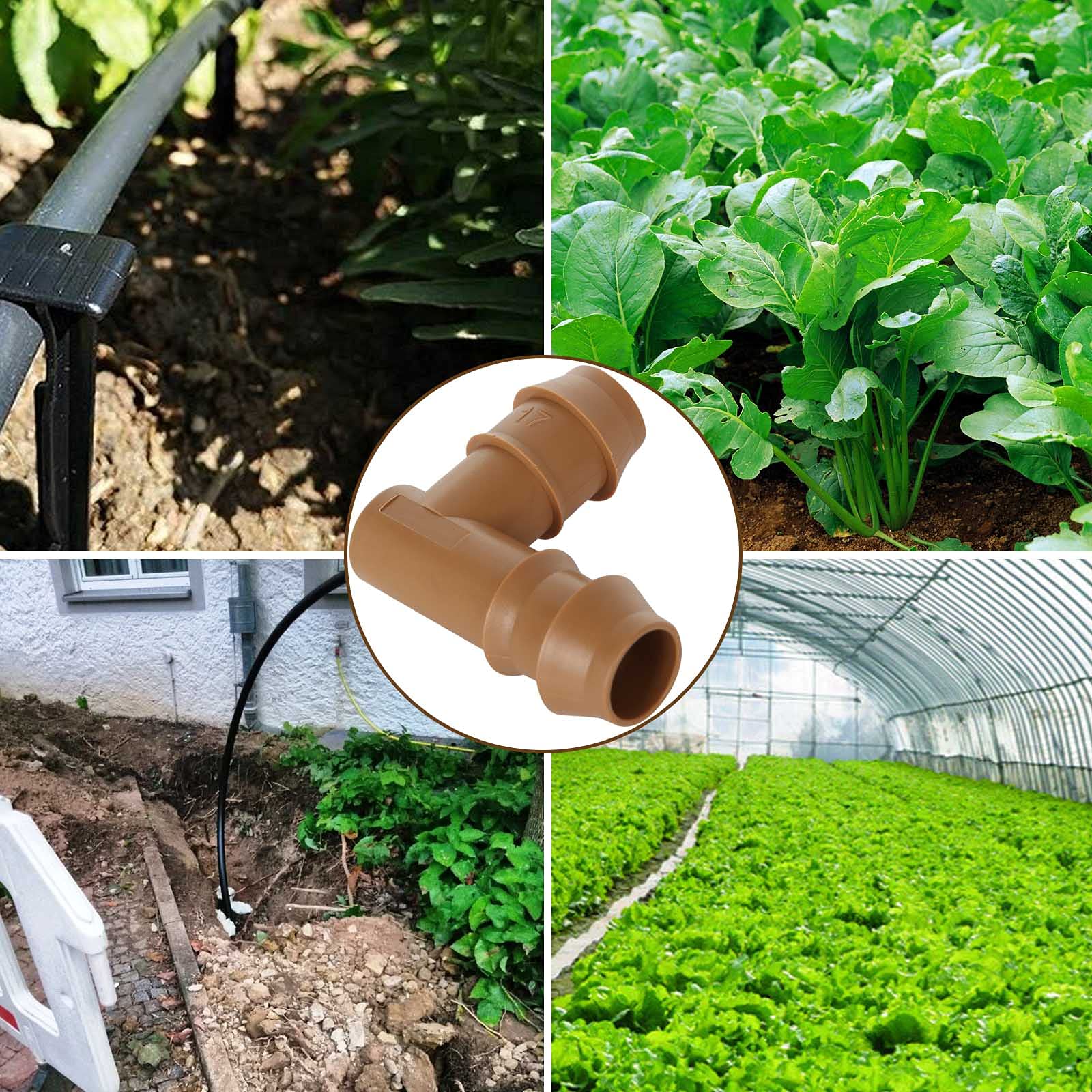 [40-Pack] Drip Irrigation Barbed Elbow Fittings (17mm) for 1/2" Drip Hose (0.600" ID), Sprinkler Tubing Connector for Garden Drip Irrigation Systems