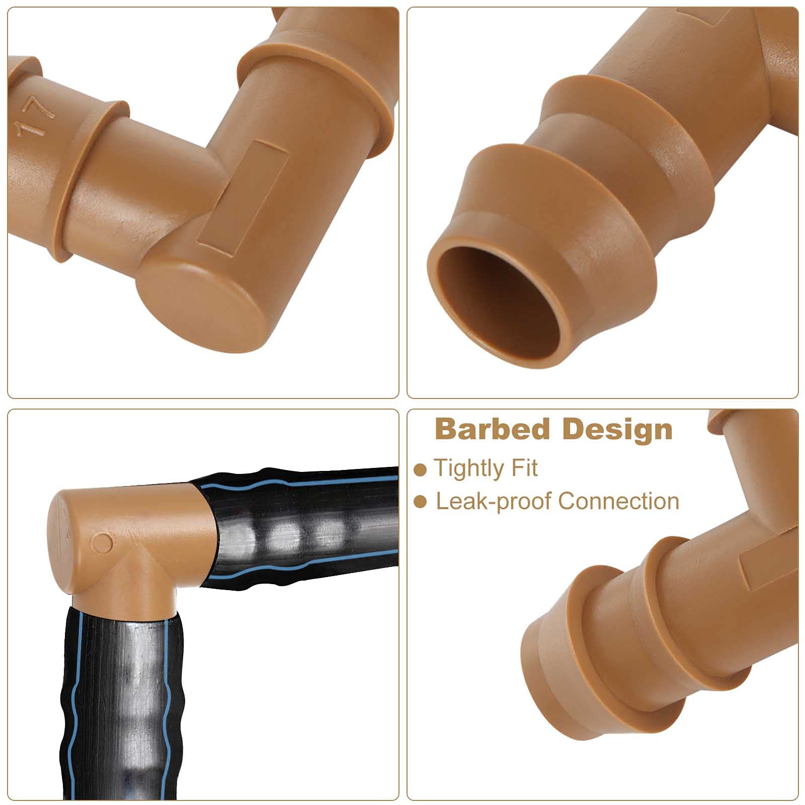 [40-Pack] Drip Irrigation Barbed Elbow Fittings (17mm) for 1/2" Drip Hose (0.600" ID), Sprinkler Tubing Connector for Garden Drip Irrigation Systems