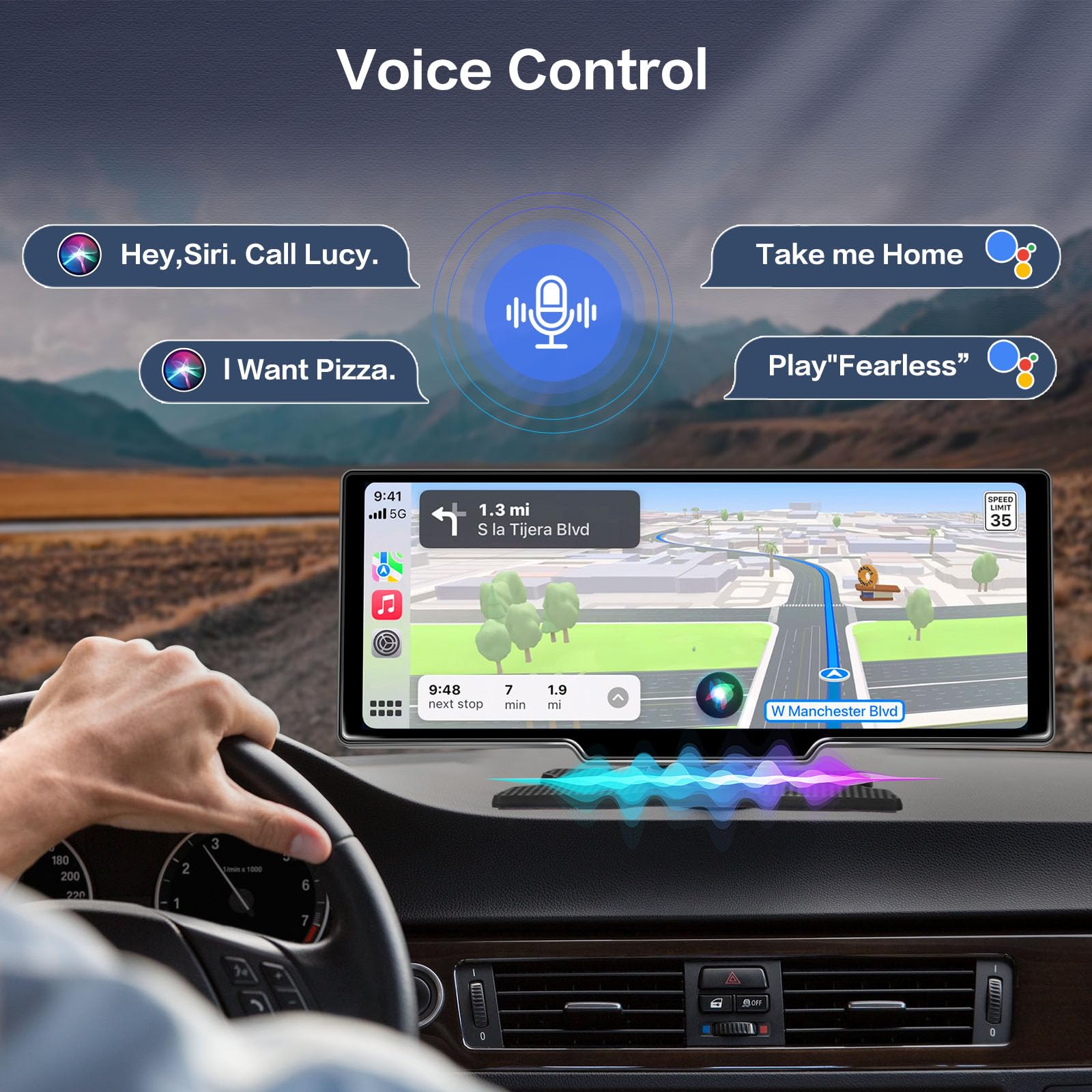 [4G+64G] Android 13 Car Stereo Portable Wireless Apple CarPlay & Android Auto Car Screen, 10.26 Inch HD Touchscreen Portable Car Radio with GPS Navigation WiFi Bluetooth Voice Control