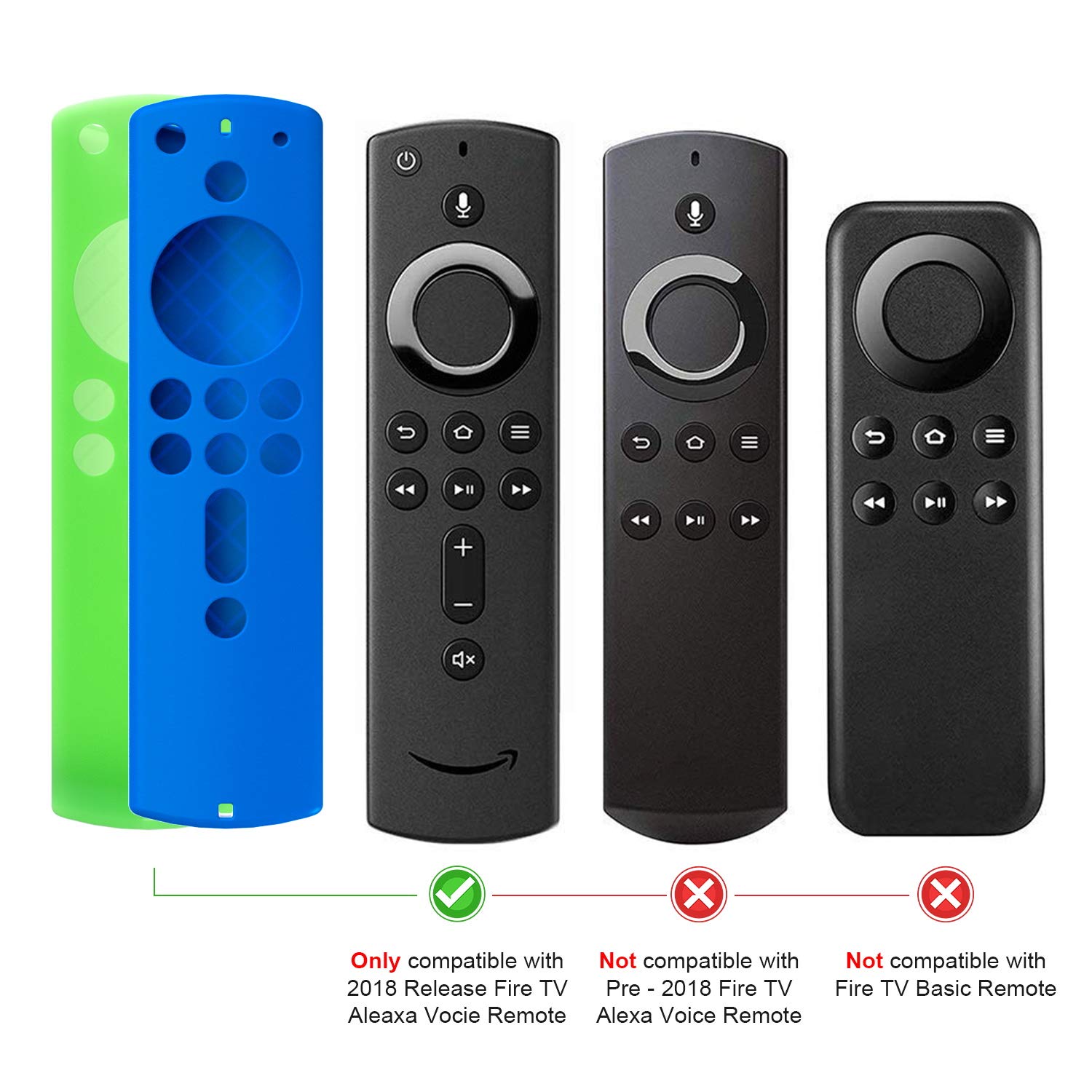 [4 Sets] 4 Glow Remote Covers and 4 Remote Holders, Silicone Remote Cover for Fire TV Stick 4K, Fire TV Stick (2nd Gen), Fire TV (3rd Gen) Remote Cover, Anti Slip Protective Remote Case 4 Colors