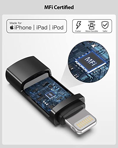 [Apple MFi Certified] USB C to Lightning Adapter Support 18W PD Fast Charging Compatible with iPhone iPad (2 Pack Black)