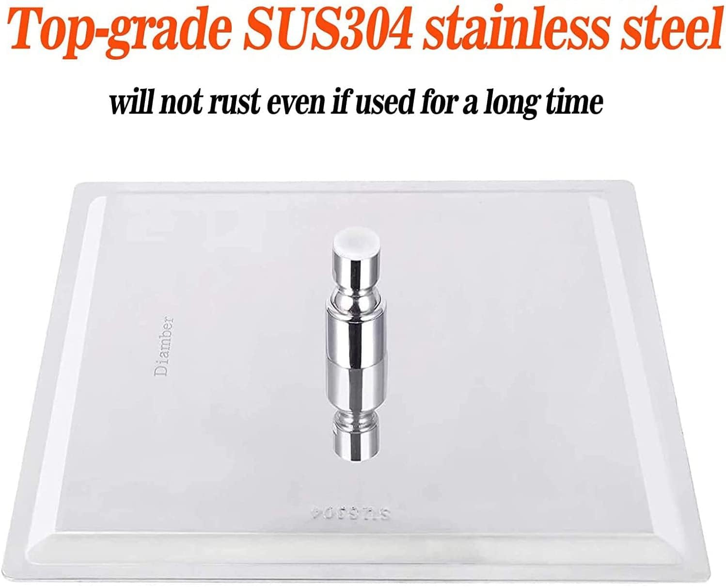 [5-year Warranty] Diamber Best Rain Shower Head 12 inch, SUS 304 Stainless Steel Rainfall Showerhead, Easy to Install & Clean Waterfall Rain Head for Bathroom, Polished Chrome, Square