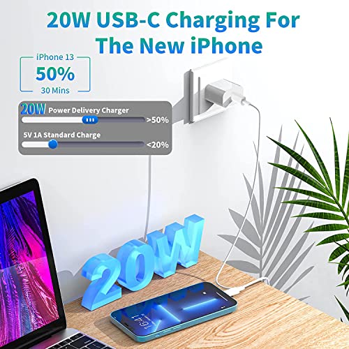 [Apple MFi Certified] iPhone 14 13 Fast Charger, Linocell 2Pack 20W USB-C Power Delivery Wall Charger Plug+6FT Type-C to Lightning Cable Quick Charge for iPhone 14/14 Pro/13/12/11/XS/XR/X/iPad/AirPods