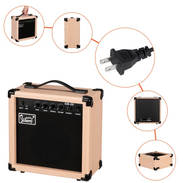 [Do Not Sell on Amazonf]Glarry 20W GB-20 Electric Bass Guitar Amplifier Natural Color