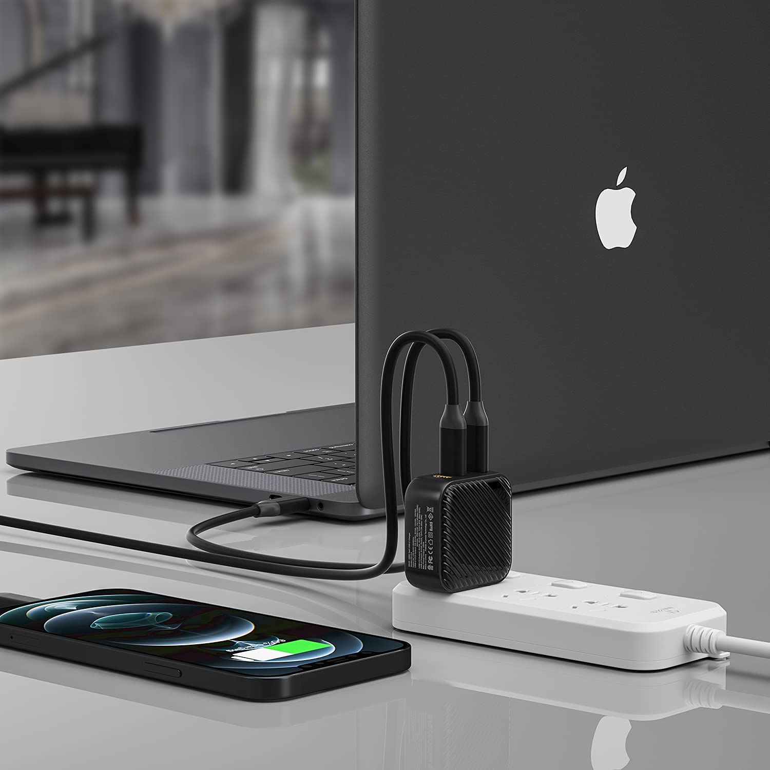 [Bundle] INVZI 100w GaN USB-C Charger 4-Port and USB-C to Lightning Cable for MacBook Pro Air, iPad Pro Air, iPhone 13 12 11 Pro Max