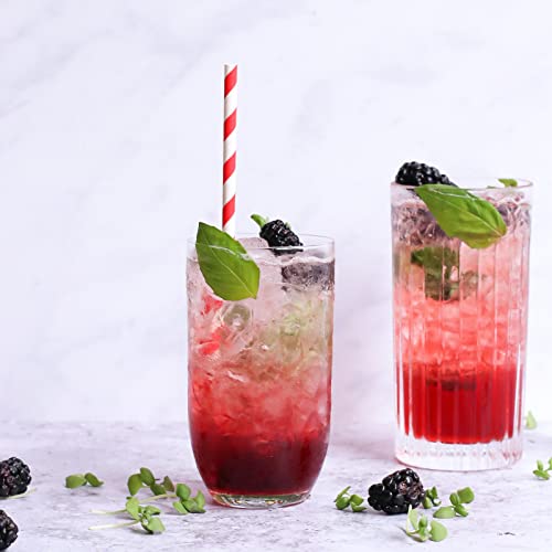 [300 Pcs] Biodegradable Individually Wrapped Paper Straws - Disposable Colorful Eco-Friendly Paper Drinking Straws(7.75"longX0.25"diameter)