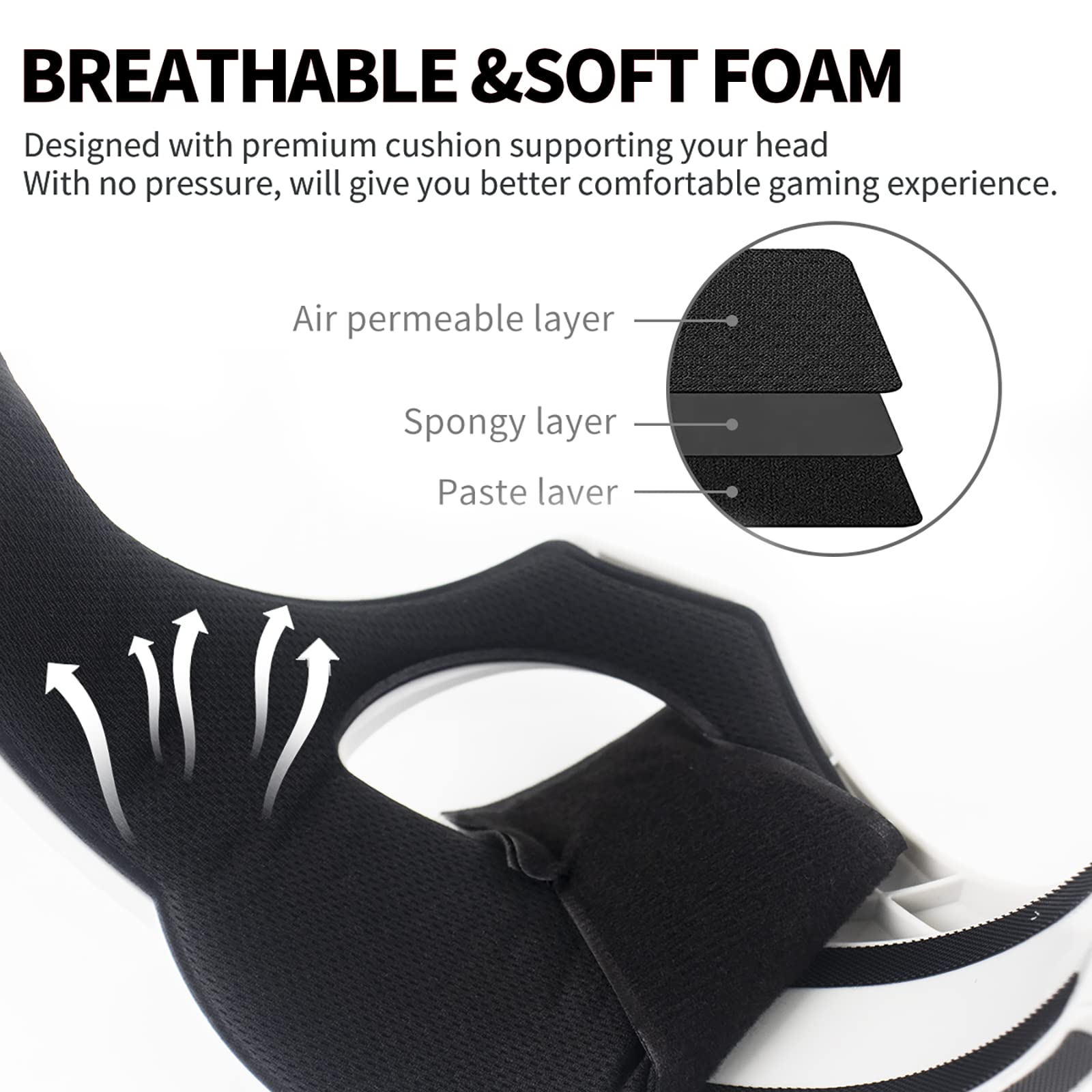 [3 Color] SUIHUOJI Oculus Quest 2 Head Strap Replacement, 5 in 1 Silicone Accessories Kits, Lens Protective Cover/Silicone Face Pad Cover/VR Shell Protector Cover for Quest 2 Headset (White)