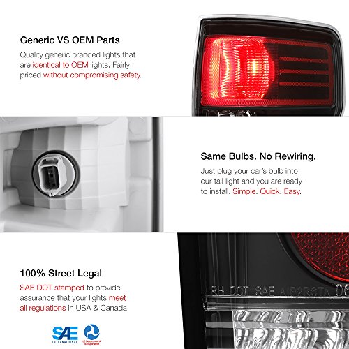 [For 2009-2014 Ford F150 Pickup Truck] Black Housing OE-Style SVT Raptor Tail Light Lamp Housing Assembly, Driver & Passenger Side