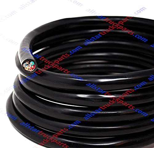 [ALL STAR TRUCK PARTS] Heavy Duty 14 Gauge 7 Way Conductor Wire RV Trailer Cable Cord Insulated Stranded Pure Copper 100% Copper Conductor, Color Coded PC P2 DOT FMVSS 108/SAE Approved (50 FT ROLL)