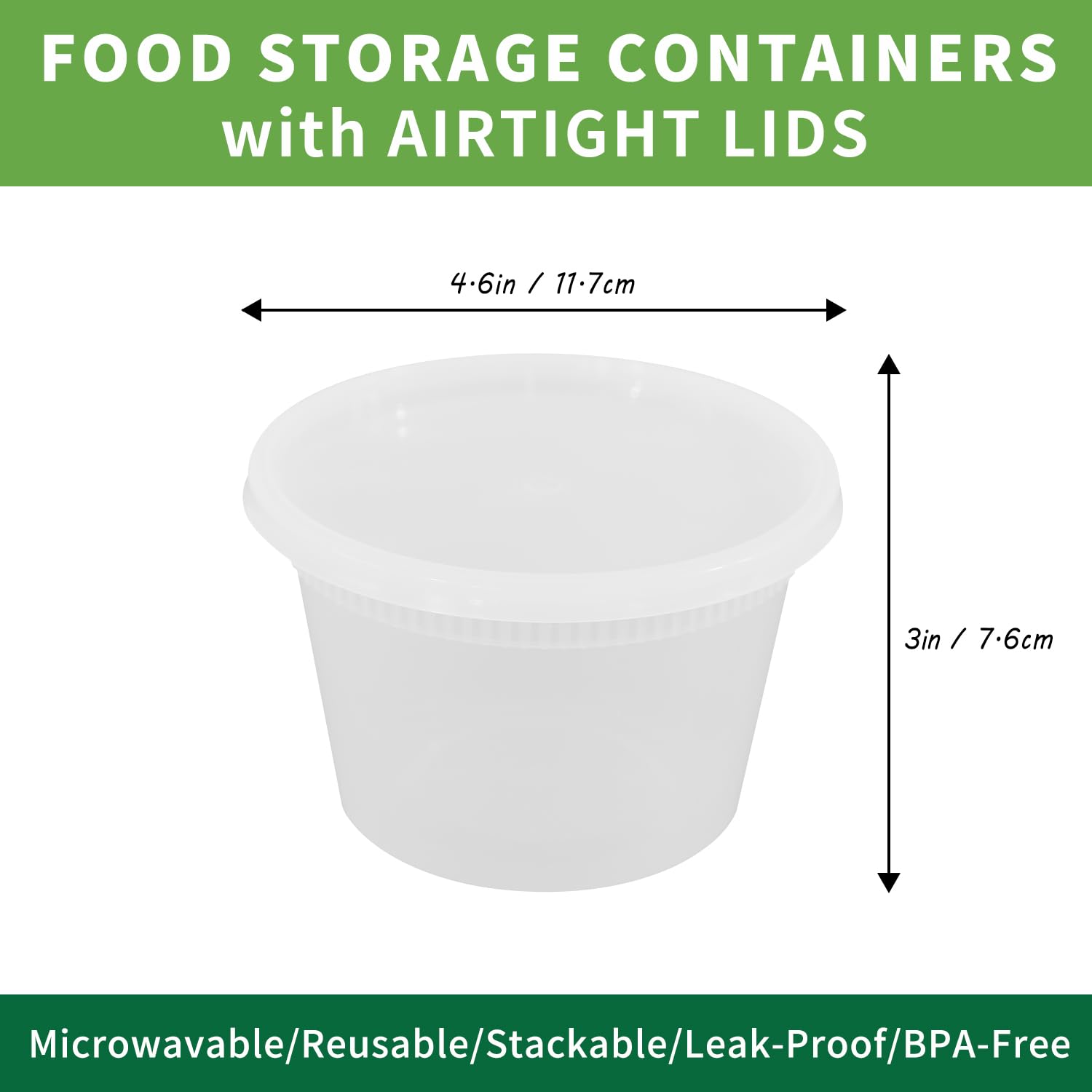 [50 Sets - 16 oz.] Plastic Deli Disposable Food Storage Containers With Airtight Lids, Deli, Slime, Soup, Meal Prep Containers | BPA Free | Stackable | Leakproof | Microwave/Dishwasher/Freezer Safe…