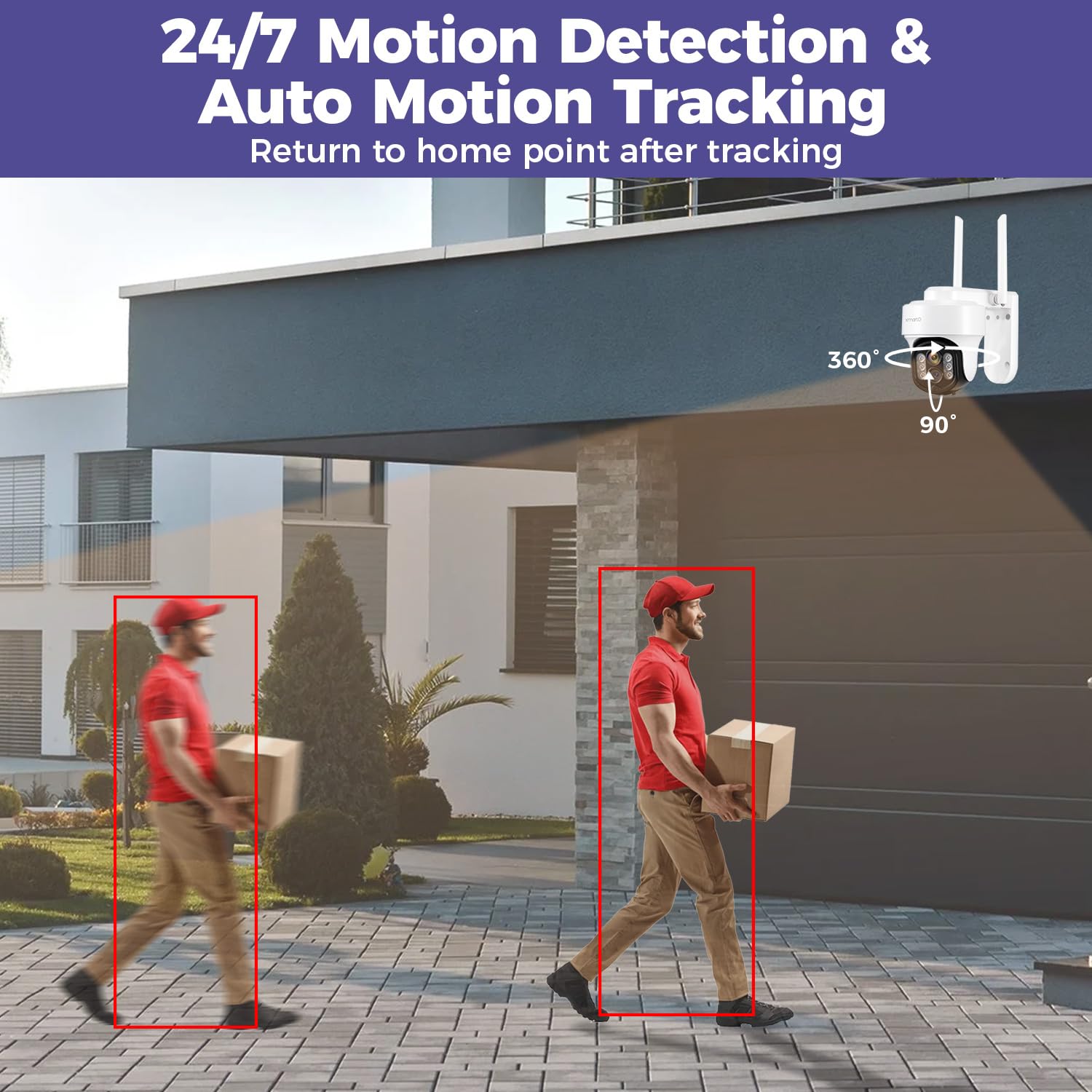 [Auto-Track & 10X Zoom] XMARTO 10CH WiFi 6 HD PTZ Security Camera System Wireless Outdoor/Indoor, Dual-WiFi 4K NVR with 8X Rotate 6MP Home Cams, 1TB HDD (Plug-in 24/7 Surveillance, WiFi-Relay)