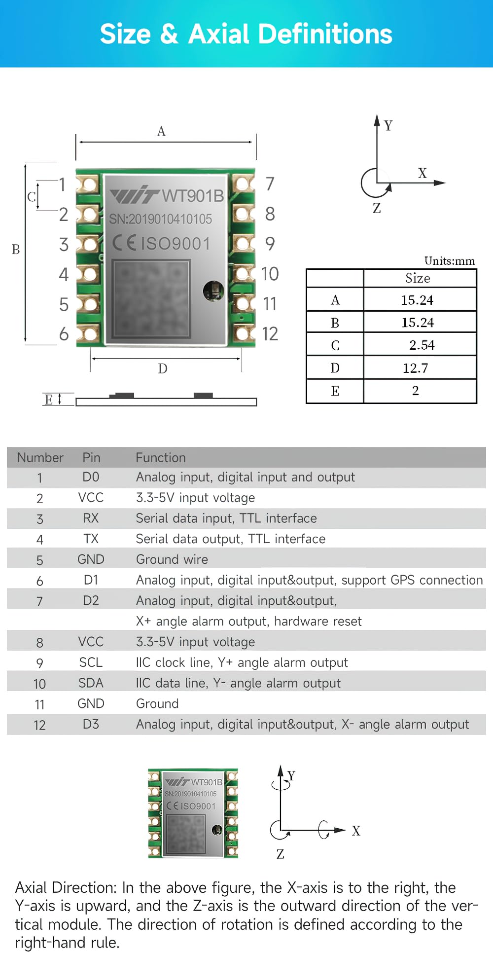 [Bluetooth Accelerometer+Inclinometer] BWT901 MPU9250 High-Precision 9-axis Gyro+Angle(XY 0.05° Accuracy)+Magnetometer with Kalman Filter, 200Hz High-Stability 3-axis IMU Sensor for PC/Android/Arduino