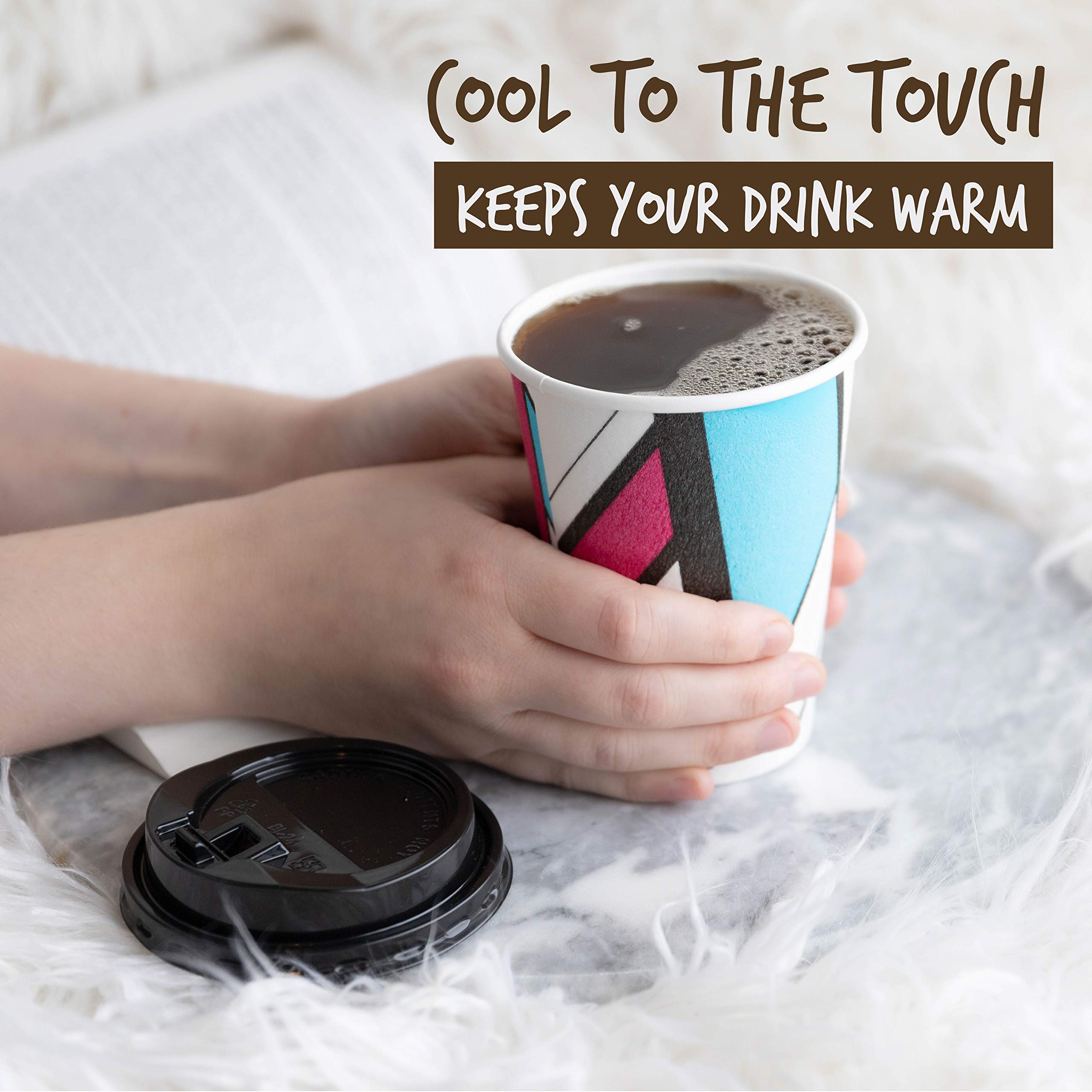 [24 Sets - 16 oz.] Insulated Paper Hot Coffee Cup to Go Hot Beverage Cups, With Lids