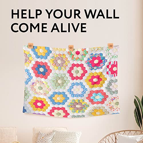 [6 Pack] Quilt Wall Hangers to Showcase Your Work – Extra Wide Strong Grip Tapestry Hangers for Walls – Easy to Install Quilt Hanger Clips with Hardware Included – Stylish Wooden Tapestry Hanger
