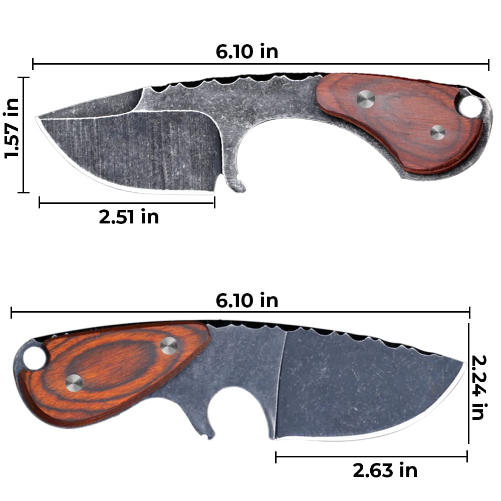 [4 Knives Set] for Outdoor, Survival, Hunting & Camping from Hard Steel fixed Blades, Wooden Handle, Full Tang + 4 Sheaths