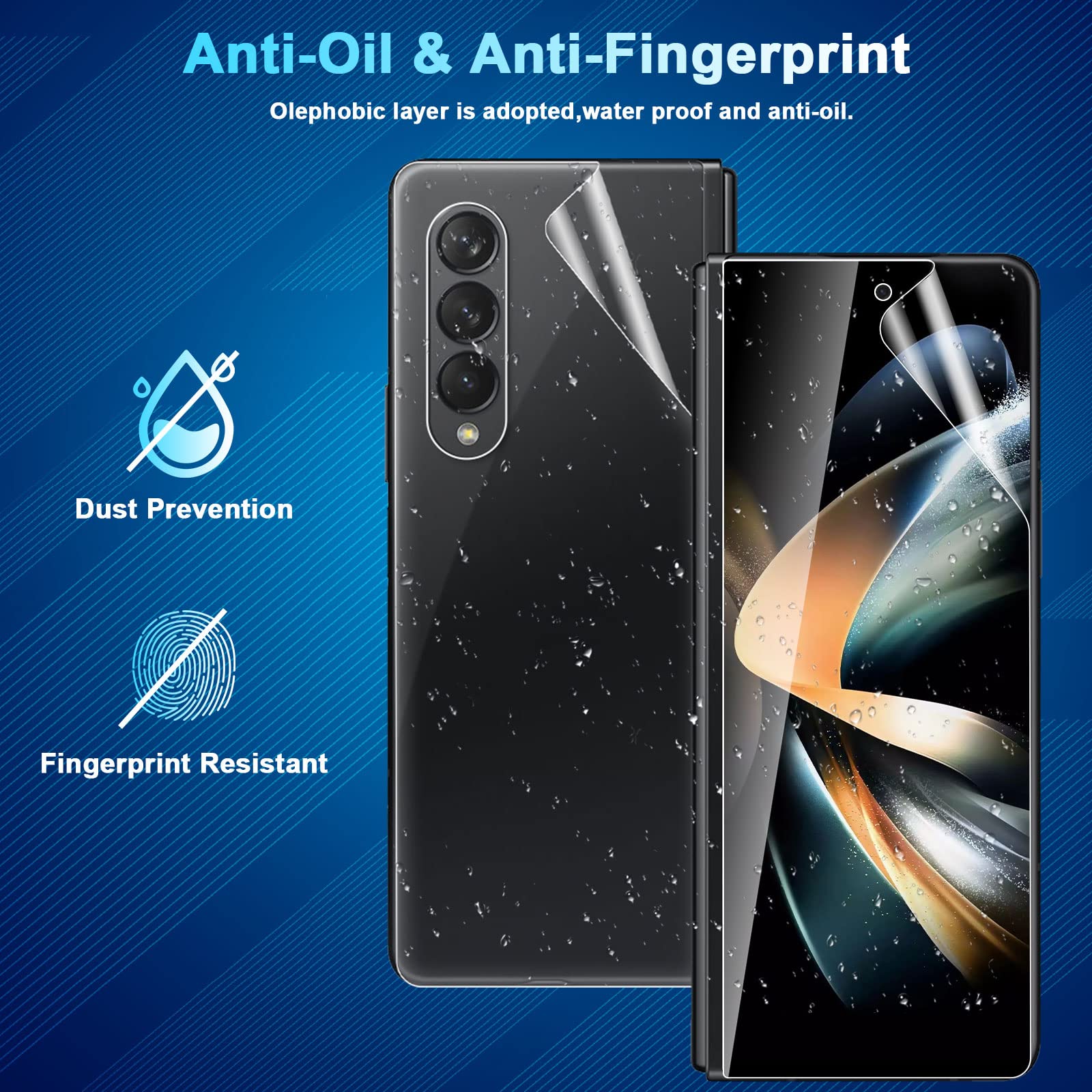 [2Set 8PCS] Galaxy Z Fold 4 Screen Protector, Inside TPU Film + Full Covered Outer + Back Cover Screen Protector, High Clarity, Anti-Shatter, Bubble Free for Samsung Z Fold 4 5G Screen Protector