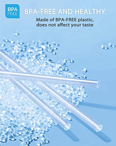 [4 Pack] Straws Replacement for Hydroflask Wide Mouth Bottle Straw Lid, 4 BPA-FREE Straws and 4 Straw Cleaning Brushes