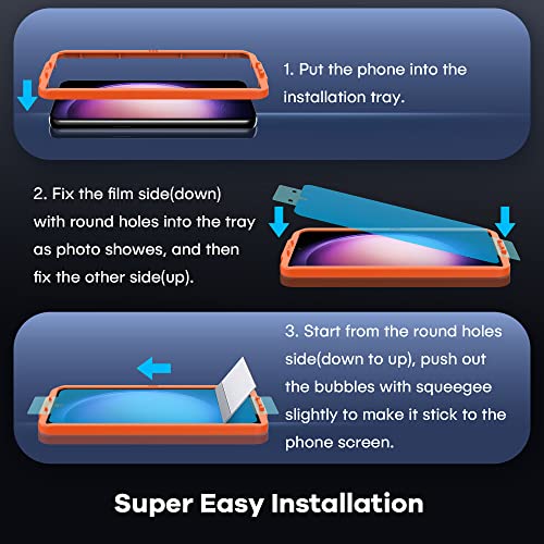 [4-Pack] FANGTIAN for Samsung Galaxy S23 Screen Protector 5G [Not Glass] - Film for S23 Screen Protector [7H Hybrid][Fingerprint Compatible][Alignment Tool][6.1Inch]