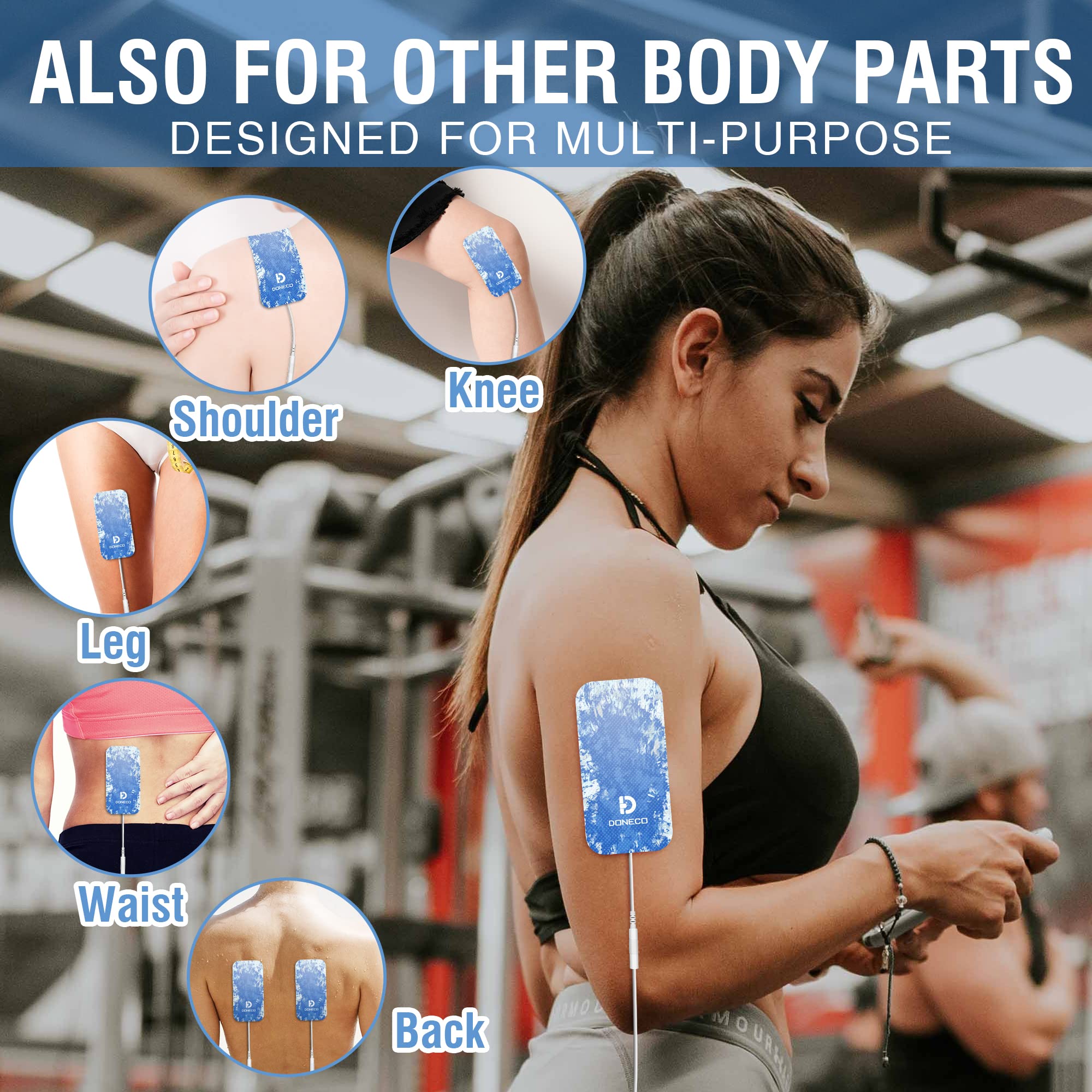 [Cold Pain Therapy] DONECO TENS Unit Pads 2X4 10 Pcs Replacement Pads Cooling Electrode Patches for Cold Physiotherapy and The Treatment of Chronic Local Pain