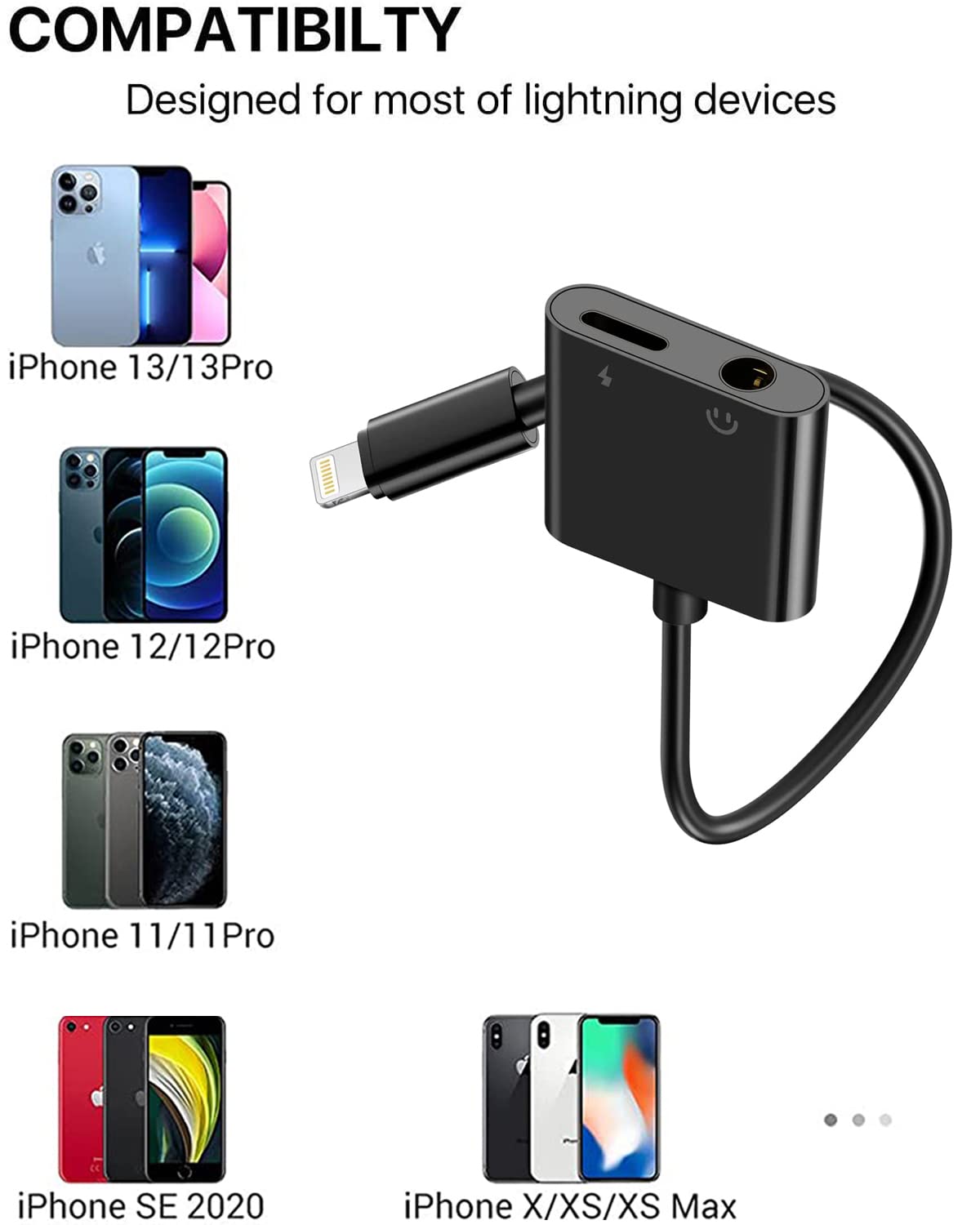 [Apple MFi Certified] iPhone Headphone Adapter, 2 in 1 Lightning to 3.5mm Aux Audio and Charge Jack Adapter Splitter Dongle for iPhone 14 13 12 11 Pro Max XS XR X 8 7 6 iPad, Support iOS 16