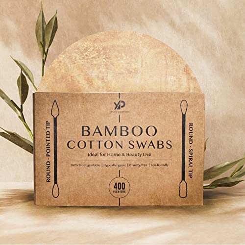 [3-in-1] 400 pcs Bamboo Cotton Swabs - 대나무 면봉, 더블 팁, 친환경 - Round & Pointed & Spiral Double tips - 100% Biodegradable Organic wooden stick, Plastic-Free, Eco-friendly by Yplus