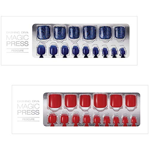 [DASHING DIVA -Toes]Magic Press SUPER SLIM Fit- Pedicure (2 Different Designs 24+24strips)SO BLUE+RED SHOES336/31bcc