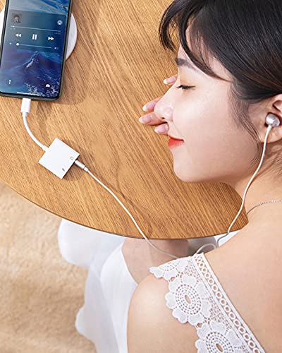 [Apple MFi Certified] Headphone Adapter for iPhone，2 in 1 Lightning to 3.5mm Aux Audio Dongle Headphone Accessories Compatible with iPhone 14/13/XR/X 8 7/iPad Audio Earphone Adapter for All iOS System